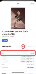 5 ways to view the size of a photo on iPhone and iPad