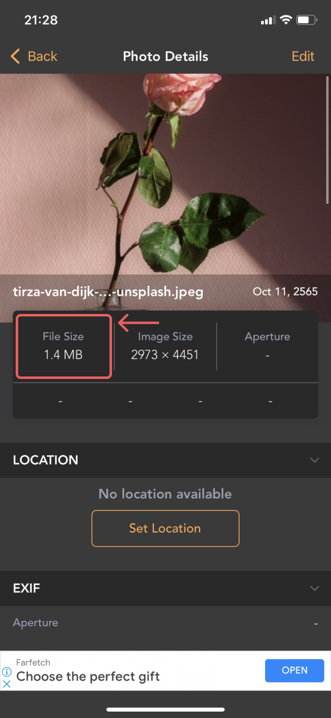 5 ways to view the size of a photo on iPhone and iPad